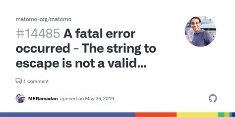 a fatal error occurred the string to escape is not a valid utf 8