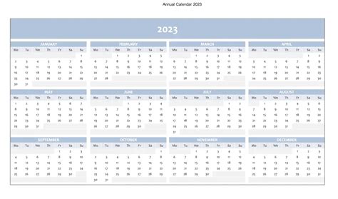 Free Full Year Calendar For 2023 [excel Template]