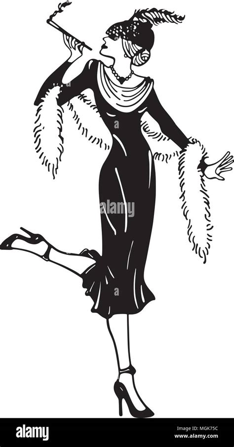 Stylish Thirties Gal Retro Clipart Illustration Stock Vector Image