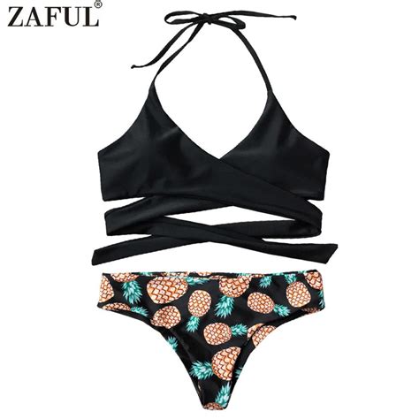 Buy Zaful Pineapple Bikini Wrap Bandage Bikini Set