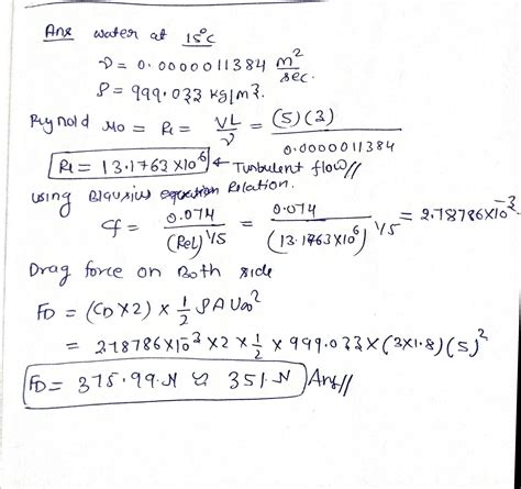 [solved] Determine The Drag Force N On The Smooth Flat Plate 3m Long