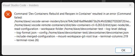 rebuild and reopen in container from wsl fails for docker compose