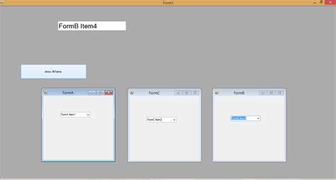 displaying a combobox selection on a different from in c