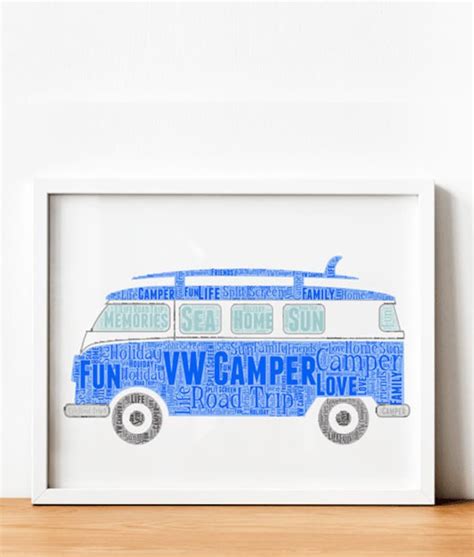 Vw Style Campervan T Campervanword Art Personalised Etsy Uk
