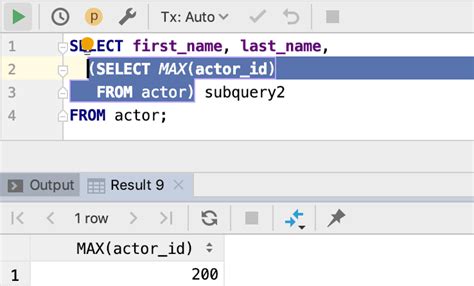 sql statements help datagrip