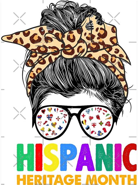 Womens National Hispanic Heritage Month Leopard Messy Bun All