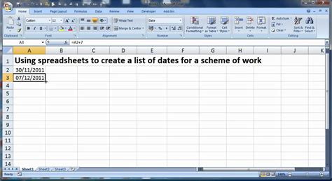 how to get a spreadsheet to create a list of dates youtube