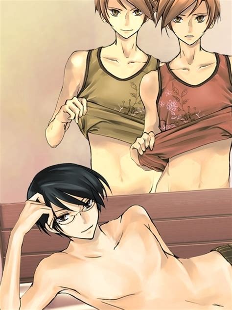 Hitachiin Hikaru Hitachiin Kaoru Ootori Kyouya Ouran High School