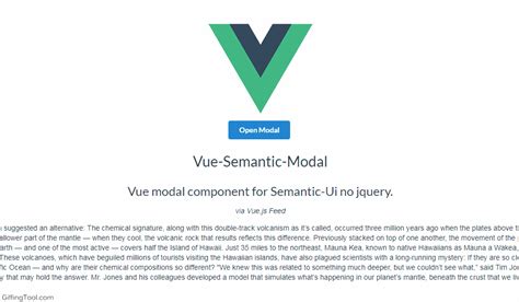 modal component for semantic ui vue js feed