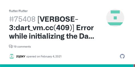 [verbose 3 dart vm cc 409 ] error while initializing the dart vm wrong