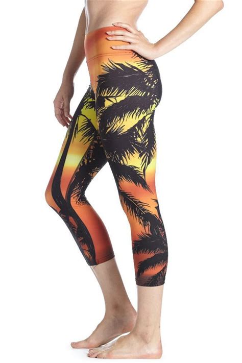 Women Palm Under The Sunset Print Fitness Quick Dry Exercise Leggings