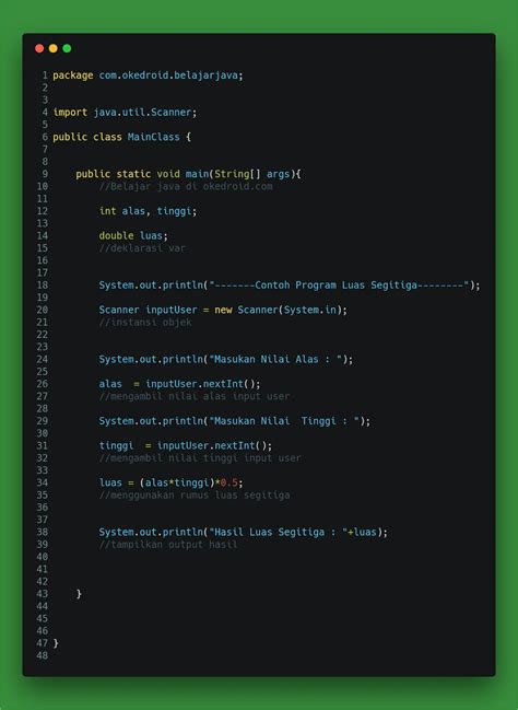 tutorial python membuat program menghitung luas segitiga dengan