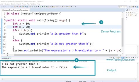 relational operator greater than in java