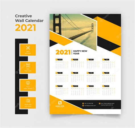 Premium Vector 2021 Wall Calendar Template