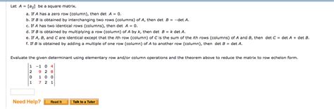solved let a [a ij] be a square matrix a if a has a