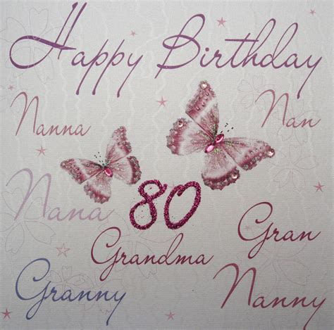 Buy White Cotton Cards Happy 80 Handmade 80th Birthday Card Nanna Nan