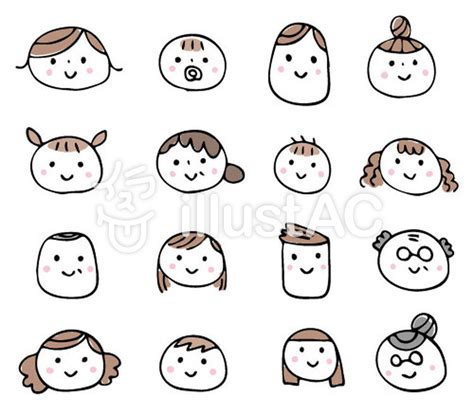 かわいい手描きの人物セットイラスト No 1200423／無料イラストなら「イラストac」