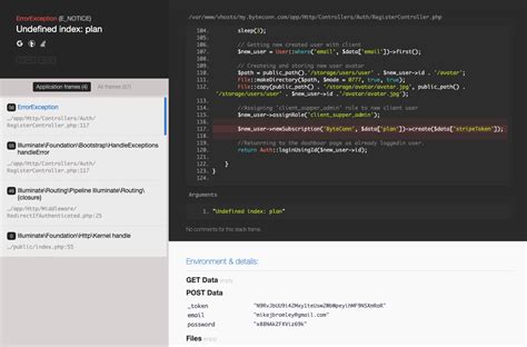 php how to turn off errors log page on server version in laravel