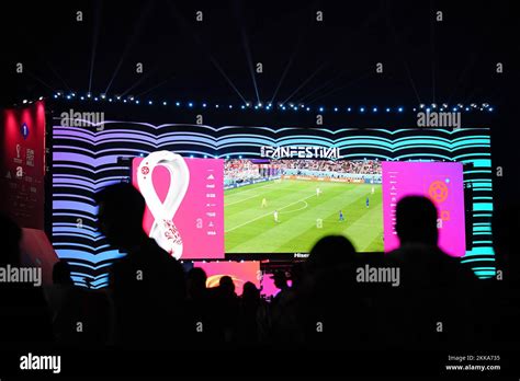 The Big Screen At The Fan Zone In Doha Qatar During The Fifa World