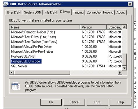 microsoft odbc driver for postgres inbrown