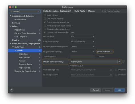 intellij idea not respecting maven settings stack overflow