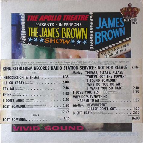 The Apollo Theatre Presents In Person James Brown The James Brown