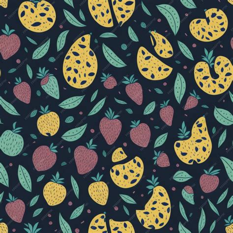 Premium Ai Image Seamless Fruits Patterns Vector Illustration