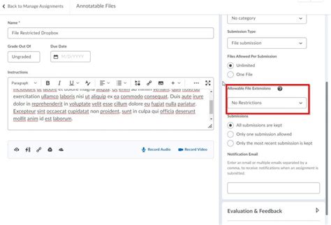 restrict file types on dropbox submissions center for online learning