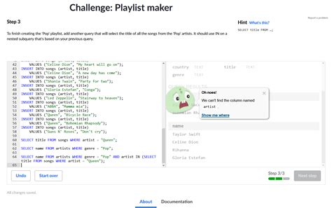 stuck on playlist maker with nested query in challenge khan academy