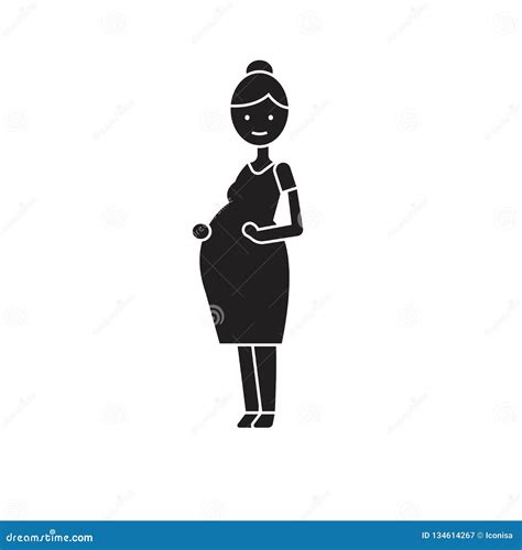 Pregnant Woman Black Vector Concept Icon Pregnant Woman Flat