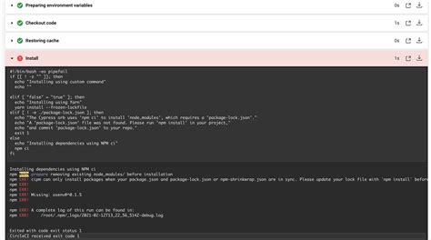 cipm can only install packages when your package json and package lock