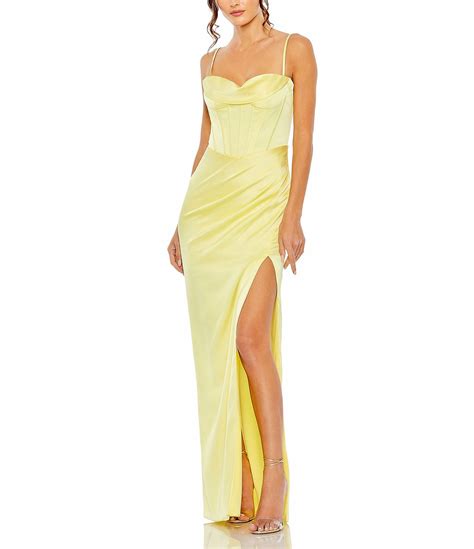 Mac Duggal Sweetheart Neckline Corset Top Satin Column Gown Dillards