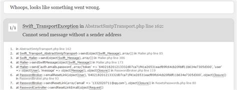 laravel 5 1 mail sending error swift transportexception debugah