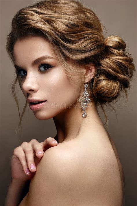 Beautiful Girl With Braids And Gentle Makeup Nude Beauty Model With