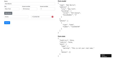typescript mobx form state library usage example forked codesandbox