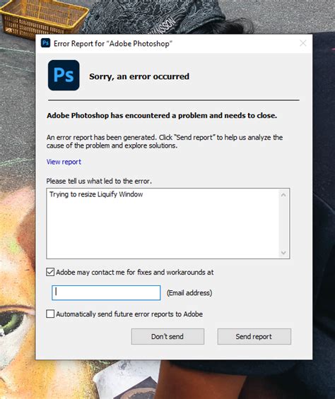 p photoshop crashes when resizing liquify window adobe community
