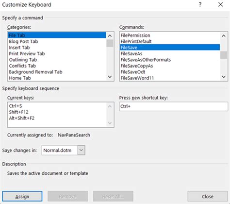 customize keyboard shortcuts word