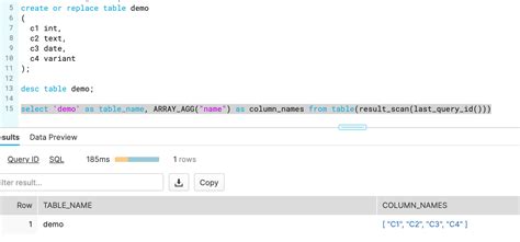 is there a way to get table column information from a