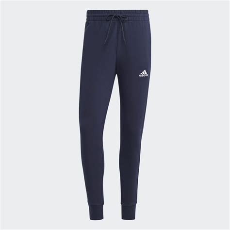 Adidas Essentials French Terry Tapered Cuff 3 Stripes Pants Blue