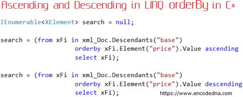 linq query to fetch data from xml in ascending and descending order