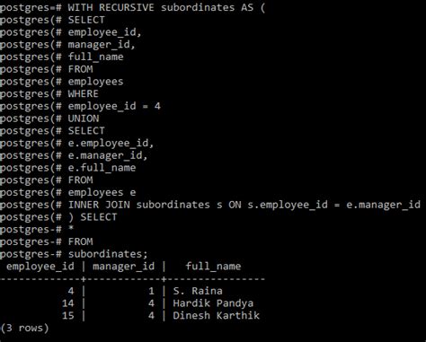 postgresql recursive query geeksforgeeks