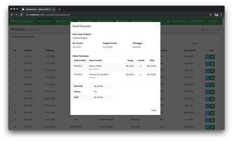 source code sistem informasi penjualan kasir point of sales pos php