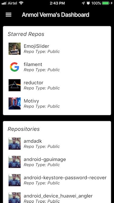 a flutter github client ui flutter