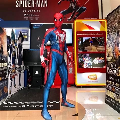 High Quality 2018 Insomniac Spiderman Cosplay Costume With 3d Print Ps4
