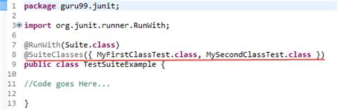 create junit test suite with example runwith suiteclasses