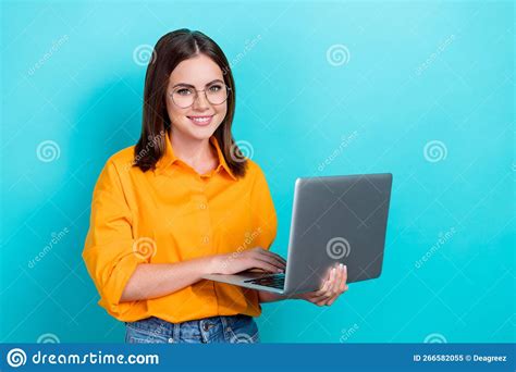 Photo Of Intelligent Gorgeous Woman With Straight Hairdo Wear Yellow