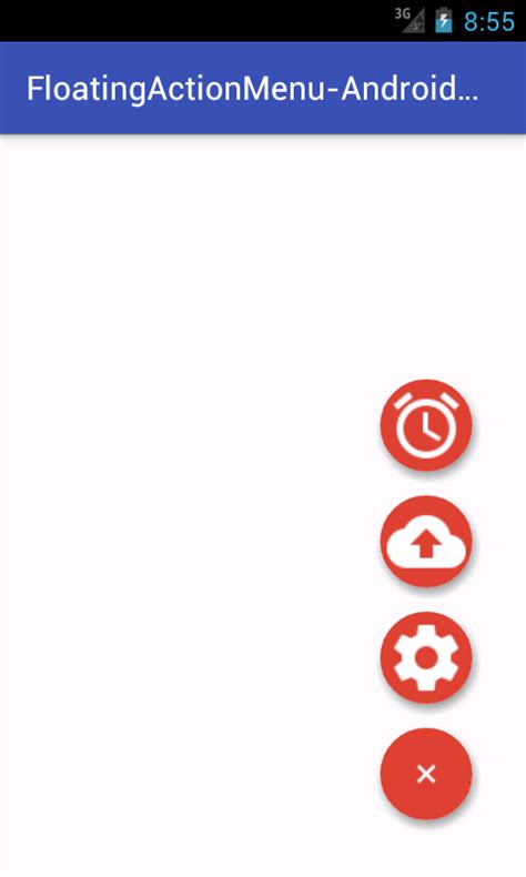 android create floating action menu sliding button in