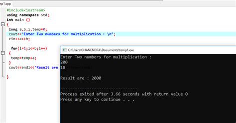 c program to multiply two number without using asterisk