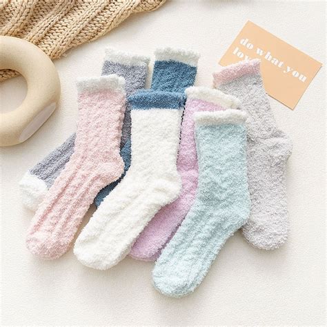 5 Pairs Women Ladies Winter Warm Soft Fluffy Bed Socks Lounge Slipper