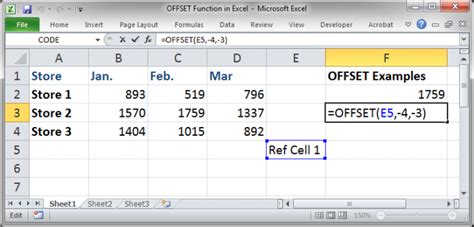 offset function in excel